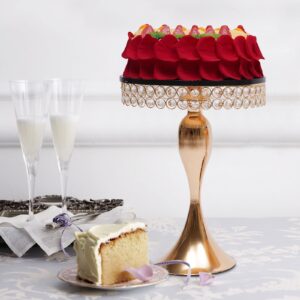 TBVECHI 3pcs Cake Stands Set, Metal Cupcake Holder with Hanging Crystal Dessert Display Plate Decor Serving Platter for Party Wedding Birthday Baby Shower Celebration Home Decoration (Gold)