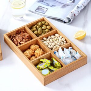 Cabilock Tea Bag Organizer Divided Serving Tray Compartment Snack Bowl Appetizer Platter Veggie Dish Sectional Storage Organizer Plate for Fruit Candy Nut Dessert Charcuterie Tea Organizer