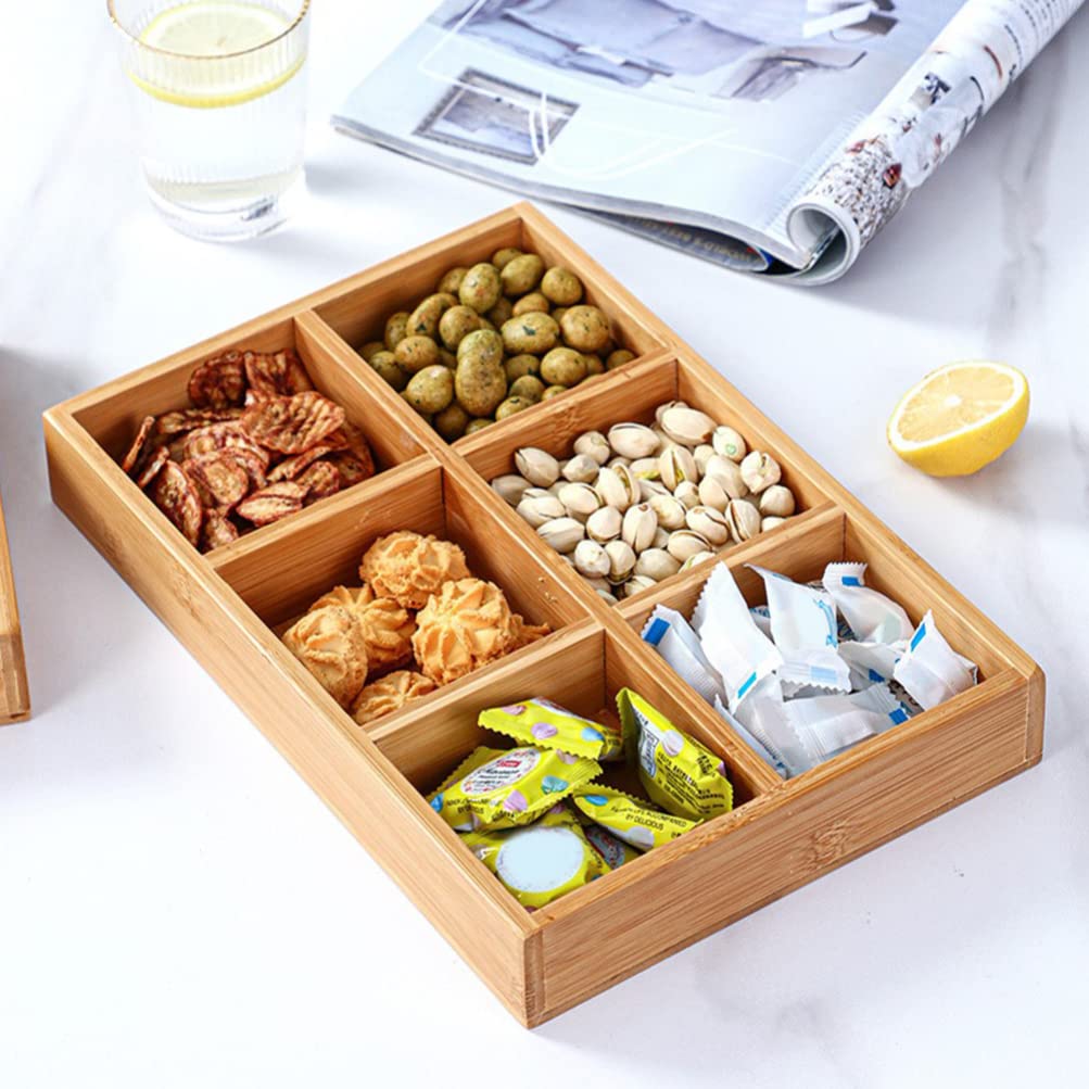 Cabilock Tea Bag Organizer Divided Serving Tray Compartment Snack Bowl Appetizer Platter Veggie Dish Sectional Storage Organizer Plate for Fruit Candy Nut Dessert Charcuterie Tea Organizer