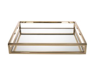 godinger decorative tray, perfume tray, vanity tray, square home decor tray - aspen collection, gold, 10"x10"