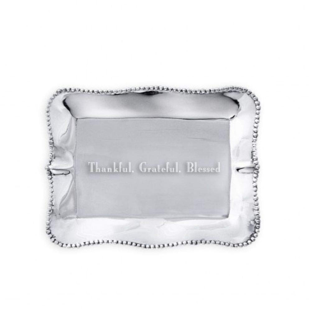 Beatriz Ball Giftables Pearl Rect Engraved Tray- Thankful, Grateful, Blessed