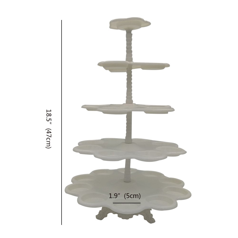 5 Tier Cupcake Stand Holds 27 Cupcakes Holder Round Dessert Tower Tree Display for Wedding Birthday Tea Party Home Plastic White