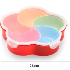 Emoyi Plastic Decorative Serving Trays Food Container with Lid and Removable Cup Appetizer Plates for Holiday Party and Kitchen