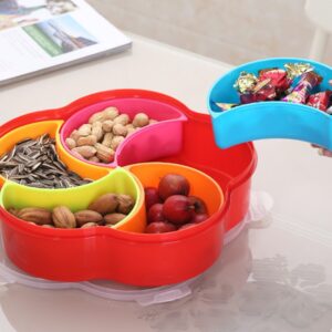 Emoyi Plastic Decorative Serving Trays Food Container with Lid and Removable Cup Appetizer Plates for Holiday Party and Kitchen