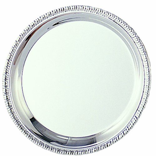 High Polished Stainless Steel Gadroon Tray, Serving Plate, 10" Diameter