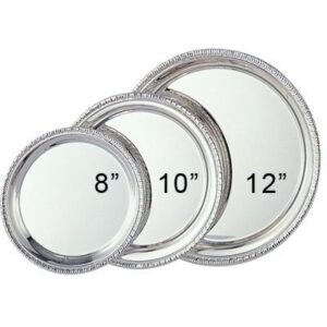 High Polished Stainless Steel Gadroon Tray, Serving Plate, 10" Diameter