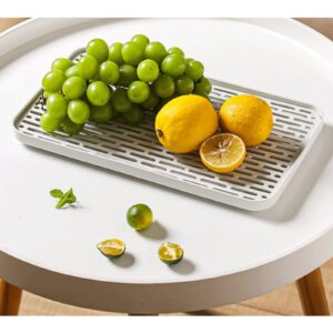 DEPILA Serving Tray Tray Drain Tray Square Tray Multi-Purpose Tray Household Double-Layer Water Tray White Serving Trays for Eating Service Tray (Size : 1)