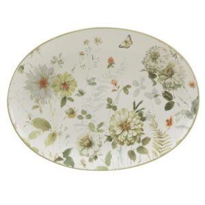 certified international green fields oval platter 16" x 12", multicolor, large