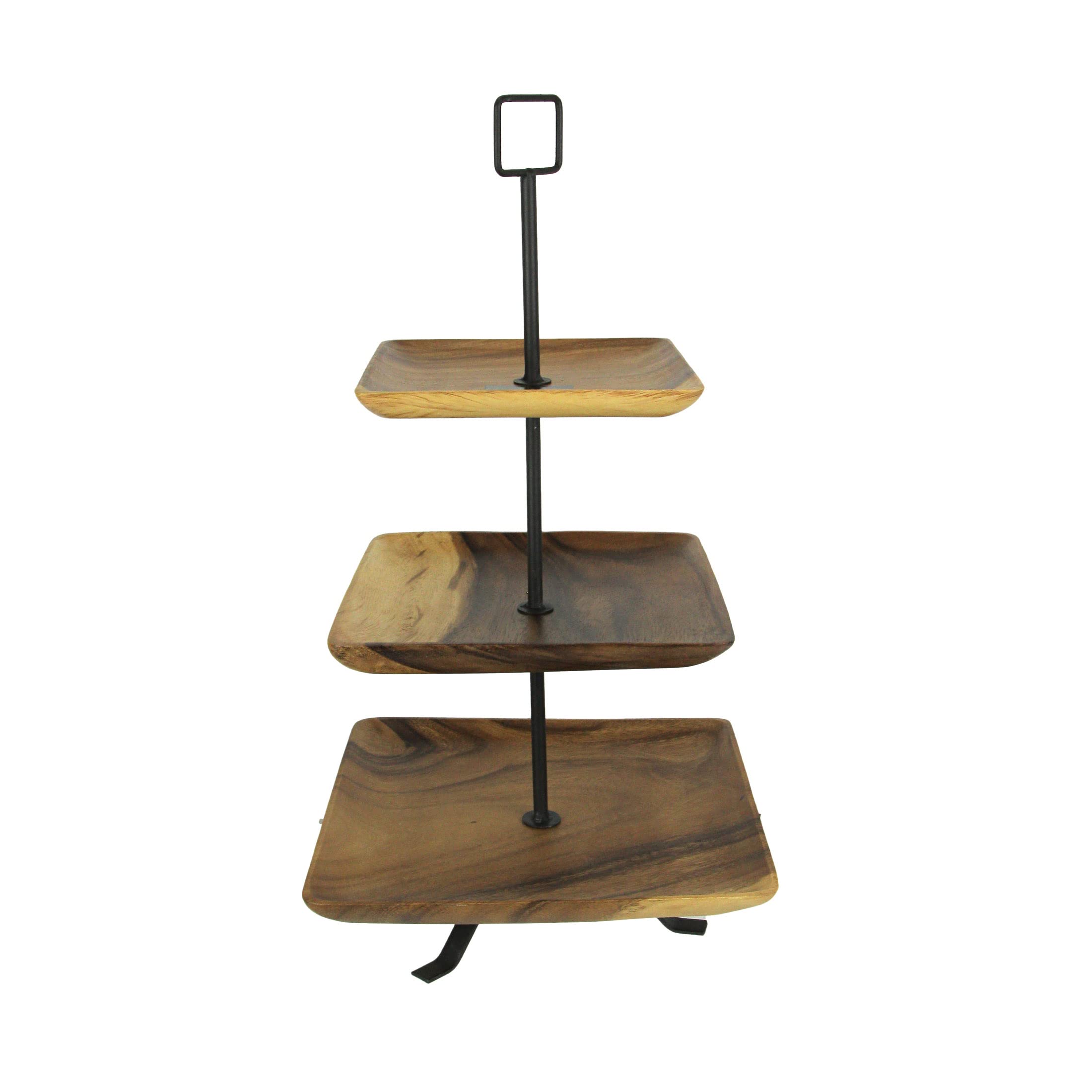 Polished Wood 3 Tier Square Shaped Serving Tray