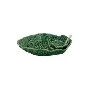 bordallo pinheiro 13 inch green cabbage chip and dip