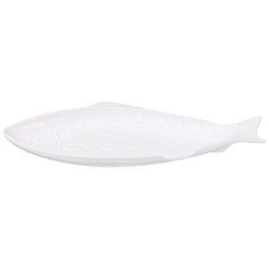 doitool white ceramic fish plate unique design fish serving platter dish, fish shape platter for fish, sushi, fruit or cheese for kitchen restaurant tableware ( white ) serving platter