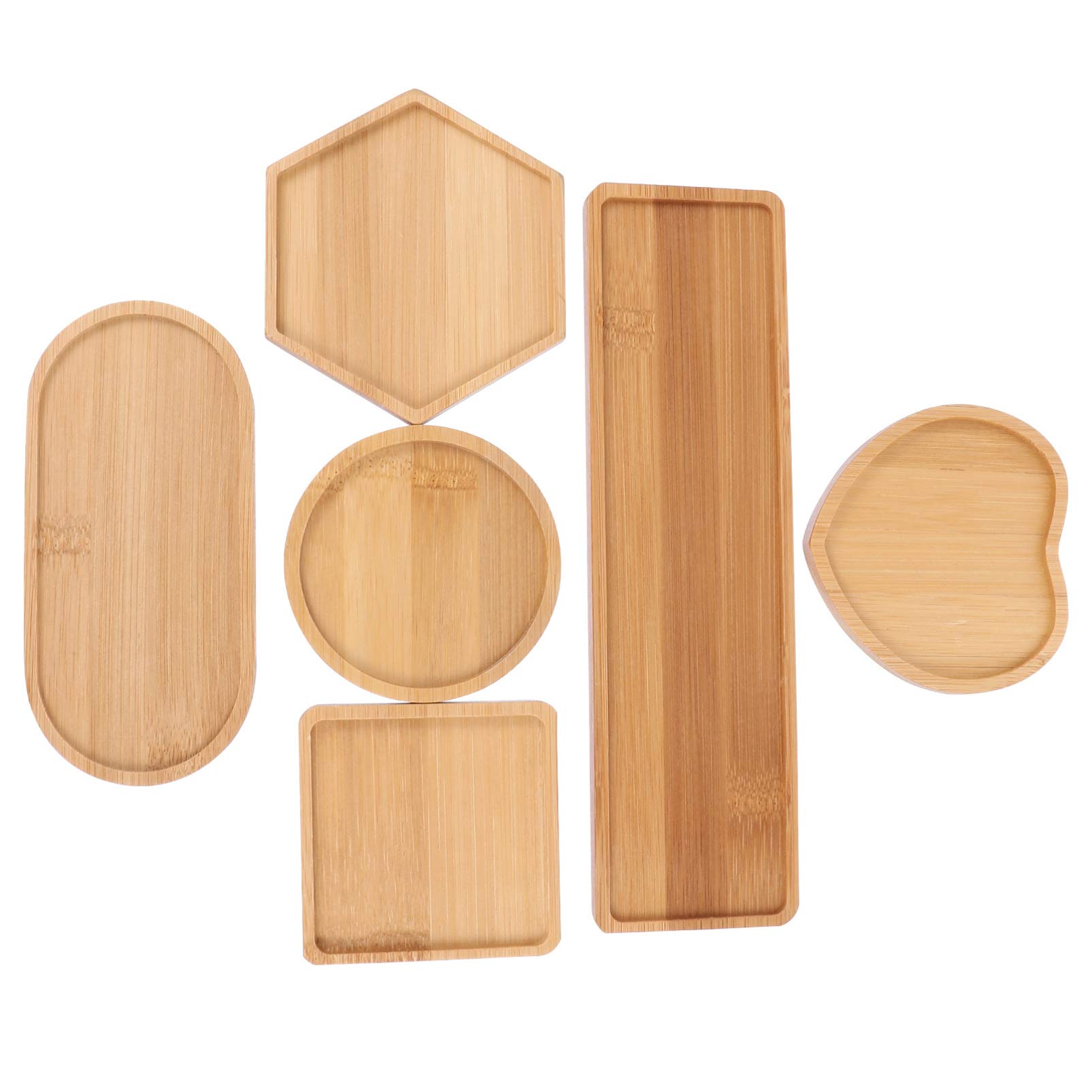 HEALLILY 6pcs Wood Mosaic Coaster Plate DIY Cup Mat Making Tray Round Square Heart Oval Hexagon Rectangle Wood Tray Hot Cup Serving Plate 26.5X7.3cm