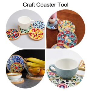 HEALLILY 6pcs Wood Mosaic Coaster Plate DIY Cup Mat Making Tray Round Square Heart Oval Hexagon Rectangle Wood Tray Hot Cup Serving Plate 26.5X7.3cm