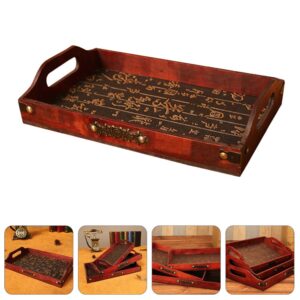 VOSAREA 1pc Chinese Style Fruit Plate Snack Cheese Wood Serving Tray Dessert Trays Coffee Table Tray Chinese Gongfu Tea Table Serving Tray Wood Food Plate Wood Plate Serving Plate Cookie