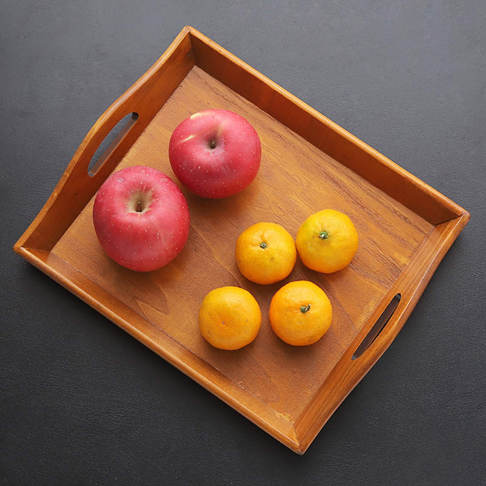 qiguch66 Display Mold,Retro Wooden Rectangular Serving Tray Fruit Food Snack Plate Kitchen Supplies - Light Color