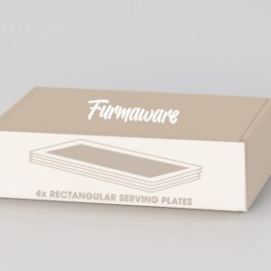 Furmaware 9.7" Rectangle Serving Plates, Ideal for Serving Your Favorite Platter Sized Perfectly for Appetizer, Sushi, Tapas, Taco, Dessert Platters, Raised Lip White Porcelain Tray - Set of 4