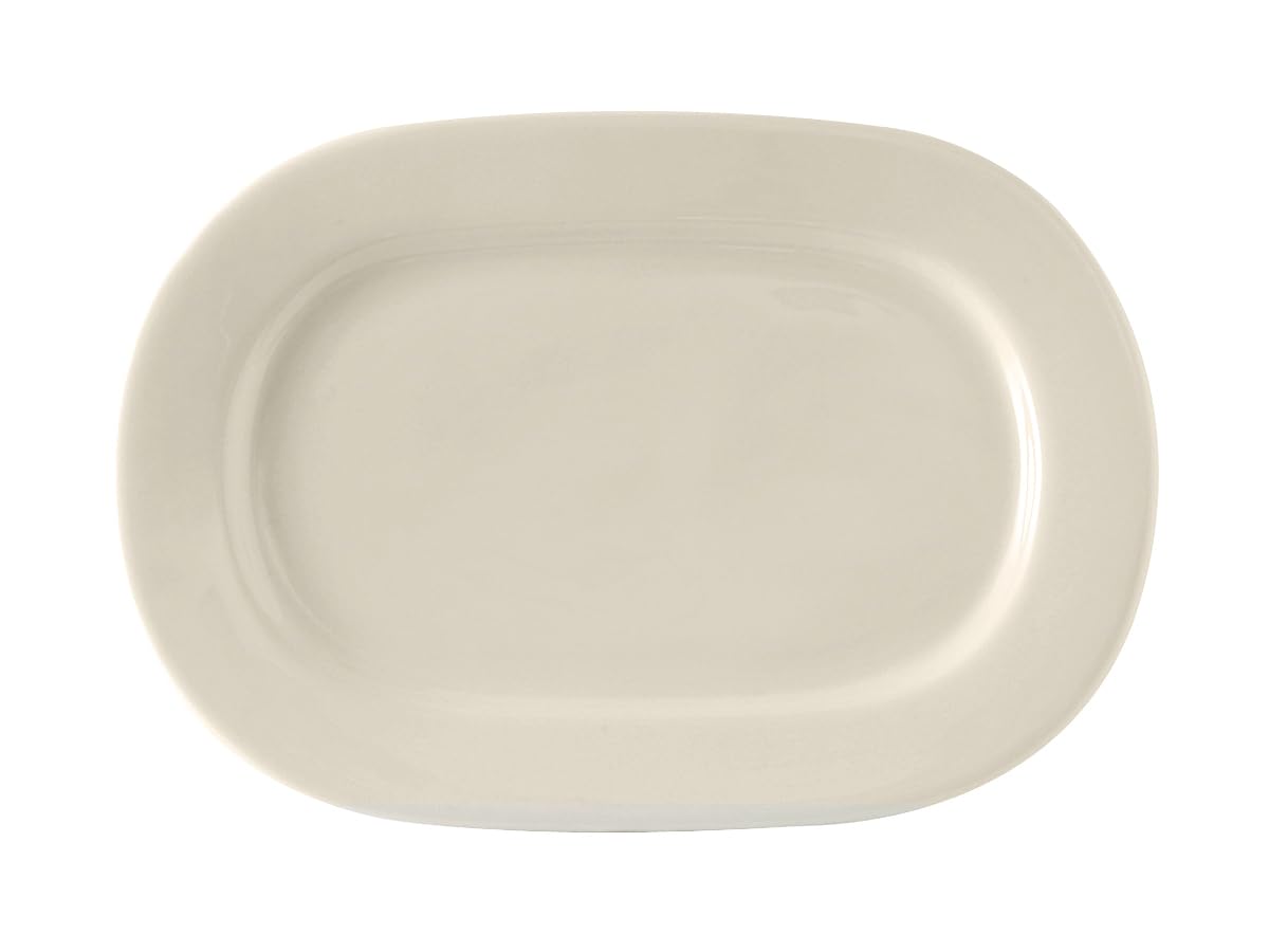 Tuxton China BEH-131D Daytona Platter, 13-1/8" x 9-1/8" x 1-1/4"H, Rectangular, Wide Rim, Microwave & Dishwasher Safe, Oven Proof, Fully vitrified, Lead-Free, Ceramic, DuraTux, Pack of 12