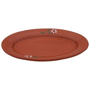 Sardinha Handmade Portuguese Pottery Terracotta Glazed Clay Oval Serving Platter Made in Portugal (Small - 10inch x 6.5inch x 1inch) 116D