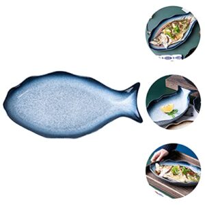 Cabilock 12 Ceramic Fish Steamer Japanese Sushi Plate Cupcake Pan Snack Trays Ceramic Dessert Plate Ceramic Salad Plate Fish Food Ceramic Fish Plate Tableware Ceramics Oval Spaghetti