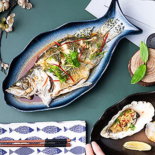 Cabilock 12 Ceramic Fish Steamer Japanese Sushi Plate Cupcake Pan Snack Trays Ceramic Dessert Plate Ceramic Salad Plate Fish Food Ceramic Fish Plate Tableware Ceramics Oval Spaghetti