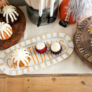 Mud Pie Thanksgiving Painted Give Thanks Hostess Set, Cream, Orange, 7" x 16"