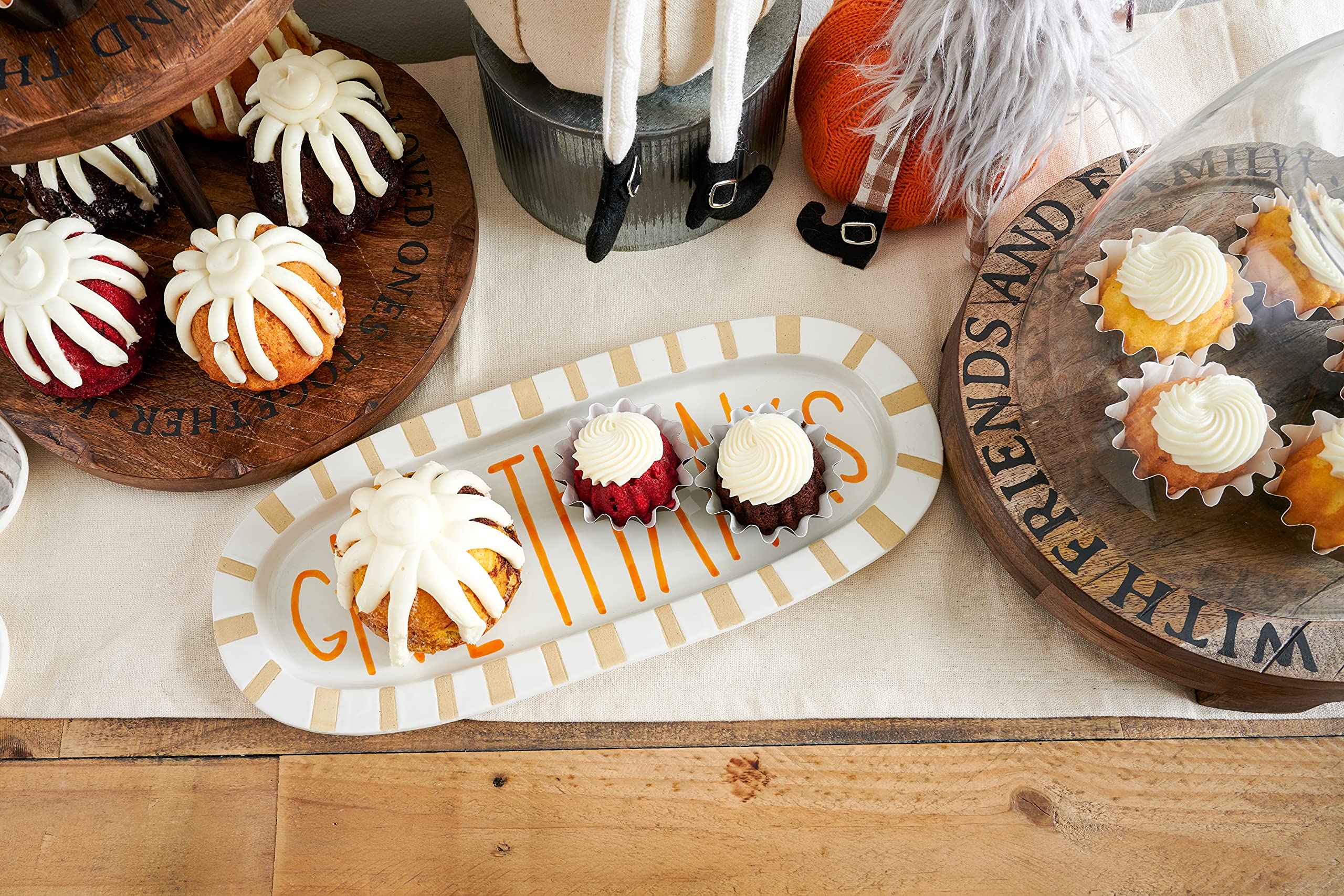 Mud Pie Thanksgiving Painted Give Thanks Hostess Set, Cream, Orange, 7" x 16"