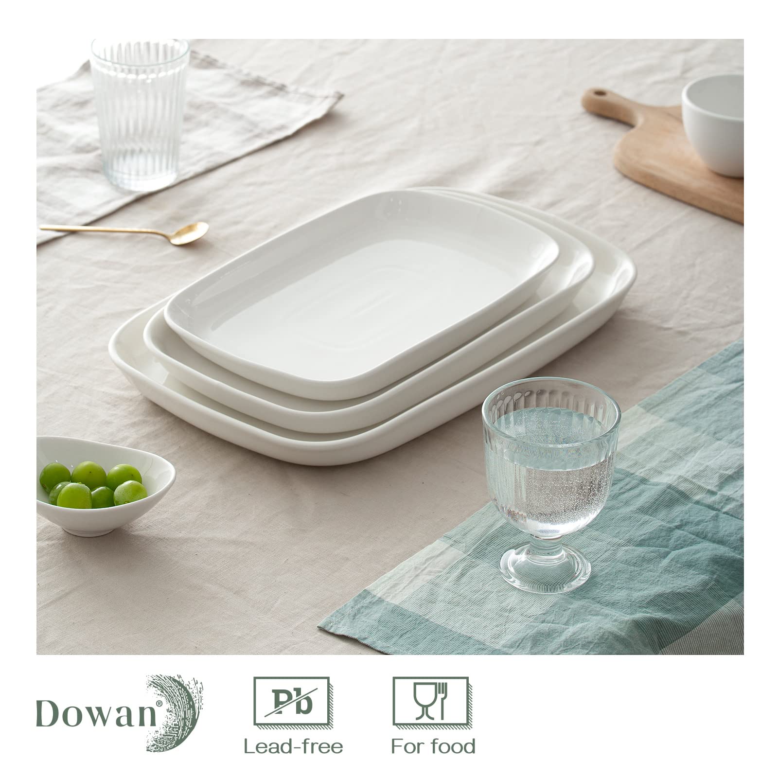 DOWAN 16"/14"/12" Rectangle Serving Plates & Oval Serving Plates