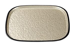 fukui craft 17416290 shaku 3 oval tray, champagne gold, aqua tenkoku sl