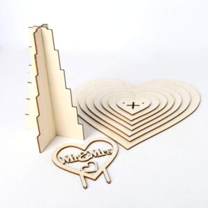 Amosfun 7-layer Wooden Chocolate Display Stand Heart Shape Romantic Delicate Candies Food Display Decor for Wedding Bridal Shower Party Supplies