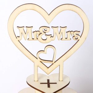 Amosfun 7-layer Wooden Chocolate Display Stand Heart Shape Romantic Delicate Candies Food Display Decor for Wedding Bridal Shower Party Supplies