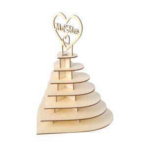 Amosfun 7-layer Wooden Chocolate Display Stand Heart Shape Romantic Delicate Candies Food Display Decor for Wedding Bridal Shower Party Supplies