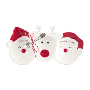 mud pie christmas circa figural triple dip set, white/red, 5.5" x 11"