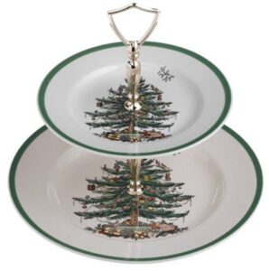 spode christmas tree double tier tray