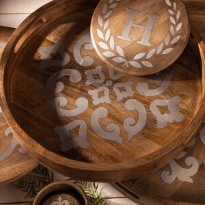 20-Inch Heritage Collection Wood and Metal Round Tray