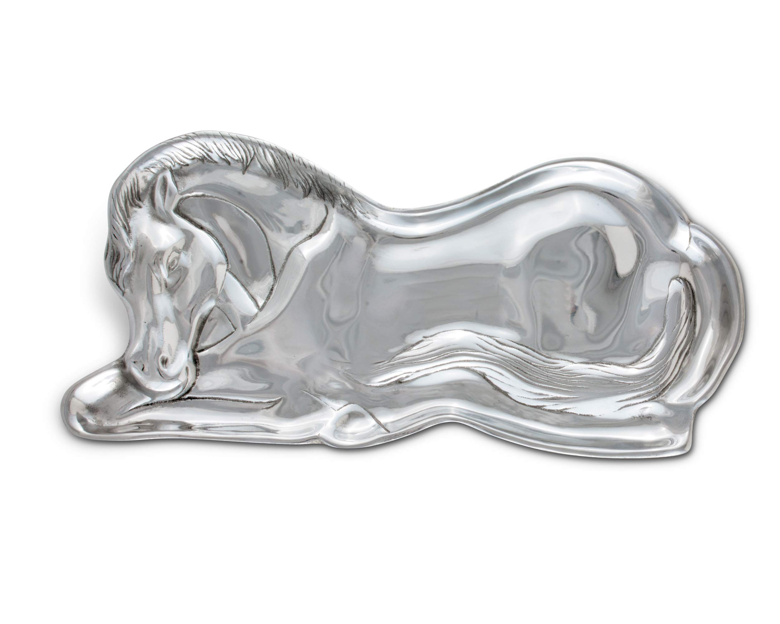 Arthur Court Aluminum Horse Figural Tray, 12 x 6 Inches, Equestrian-Themed with Detailed Mane Design, Food-Safe and Versatile Serving Platter