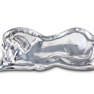 Arthur Court Aluminum Horse Figural Tray, 12 x 6 Inches, Equestrian-Themed with Detailed Mane Design, Food-Safe and Versatile Serving Platter