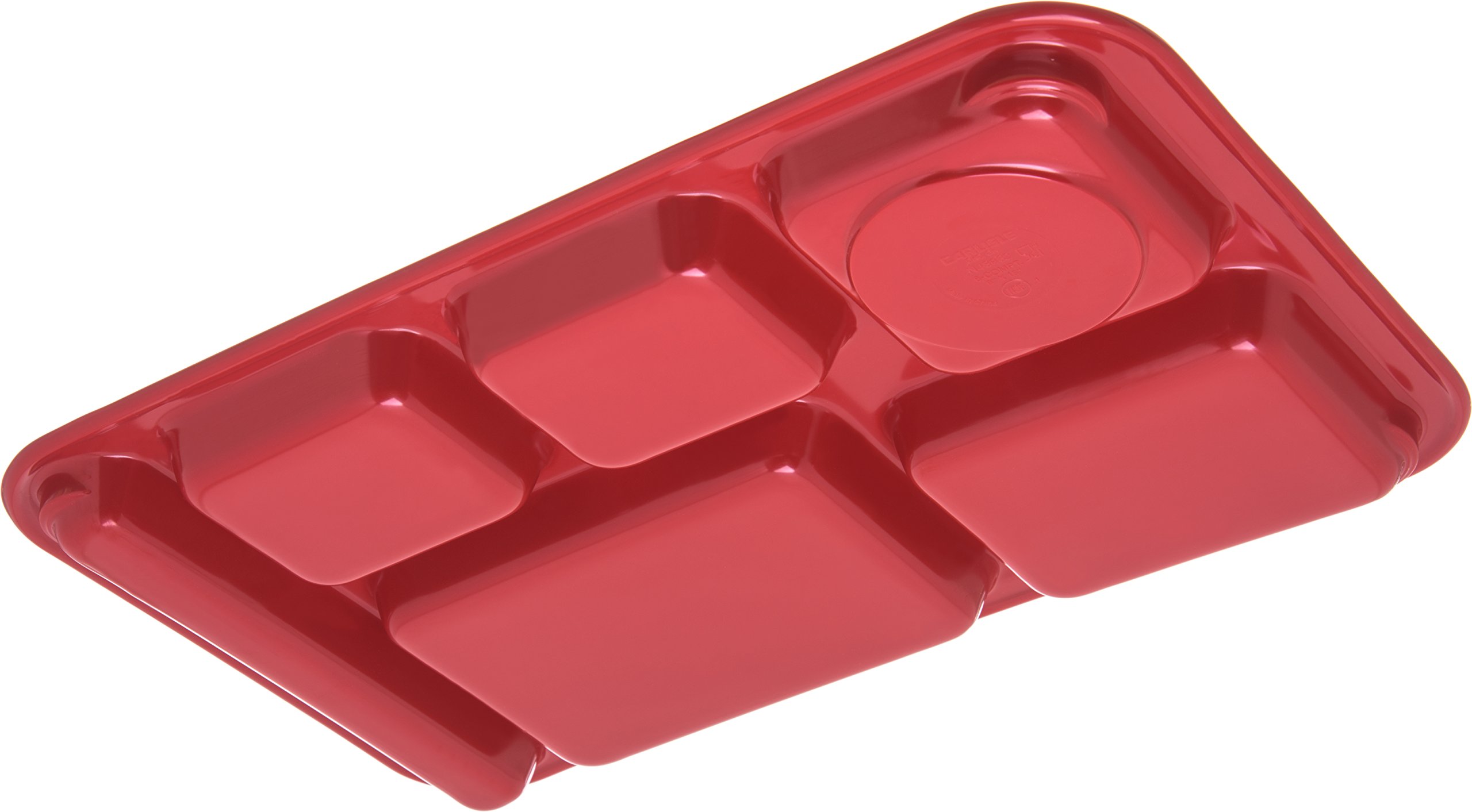 Carlisle FoodService Products CFS 4398205 Right Hand 6-Compartment Cafeteria / Fast Food Tray, 15" x 9", Red