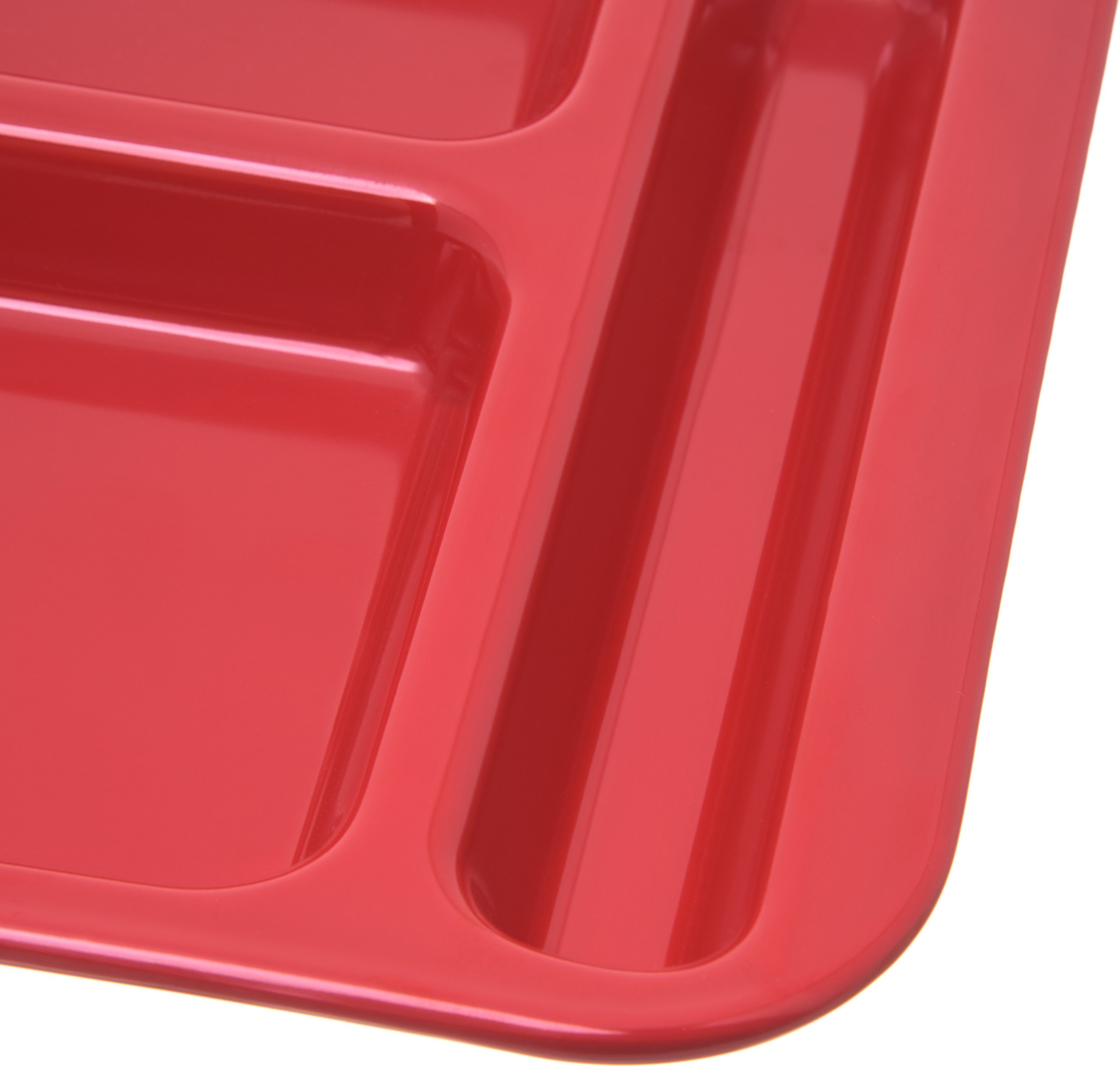 Carlisle FoodService Products CFS 4398205 Right Hand 6-Compartment Cafeteria / Fast Food Tray, 15" x 9", Red