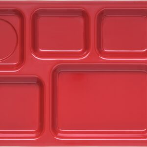 Carlisle FoodService Products CFS 4398205 Right Hand 6-Compartment Cafeteria / Fast Food Tray, 15" x 9", Red