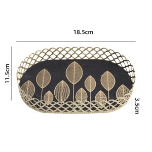 Multi-Purpose Storage Tray Jewelry Store Basket Decorative Tray Photography Prop Makeup Tray for Dresser Home Accessories, Black Small Leaves