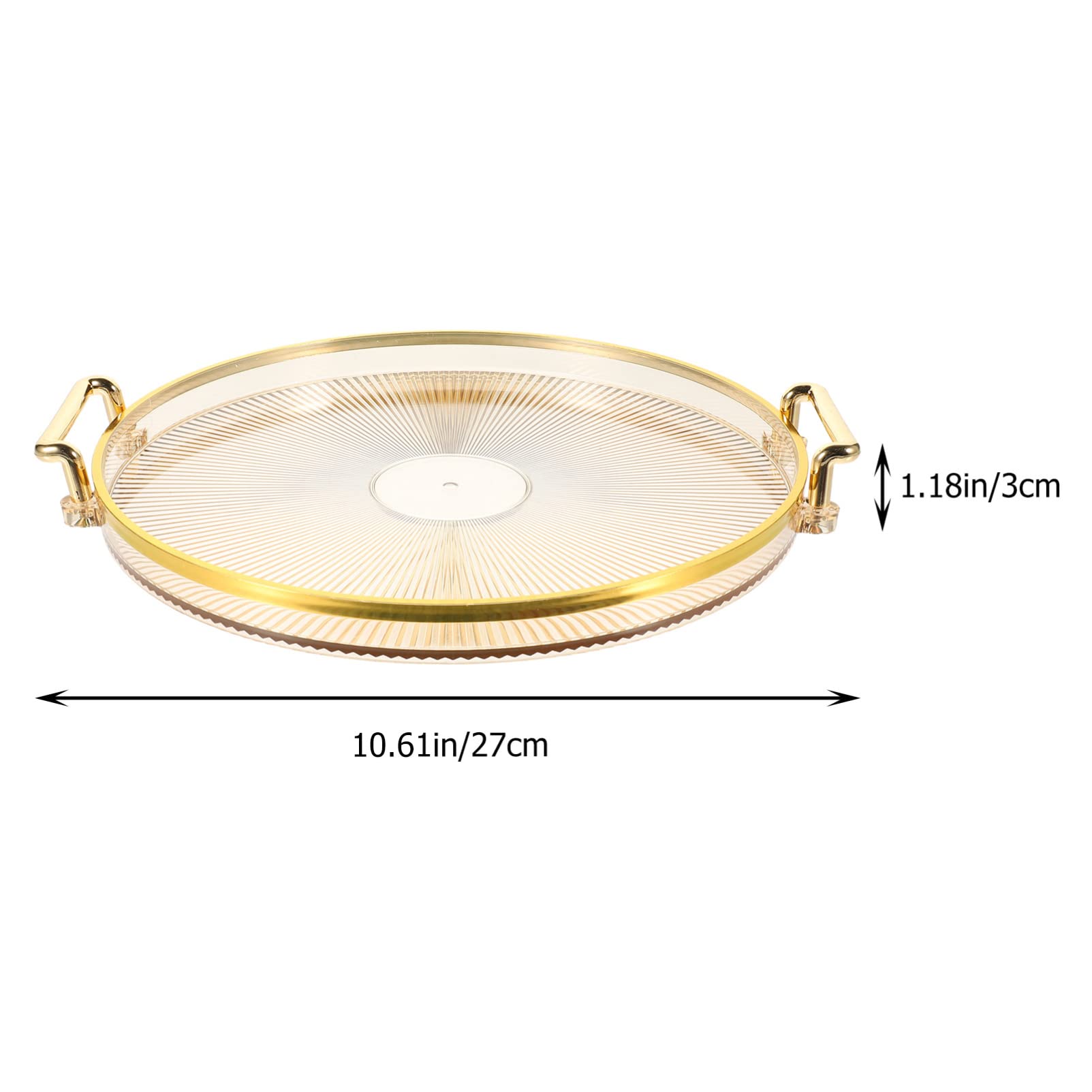 CALLARON Plastic Tray Plastic Tray Decorative Round Serving Tray with Handles Modern Decorative Tray Serving Platter Fruit Dessert Plate Cake Dish Perfume Tray for Vanity Coffee Table