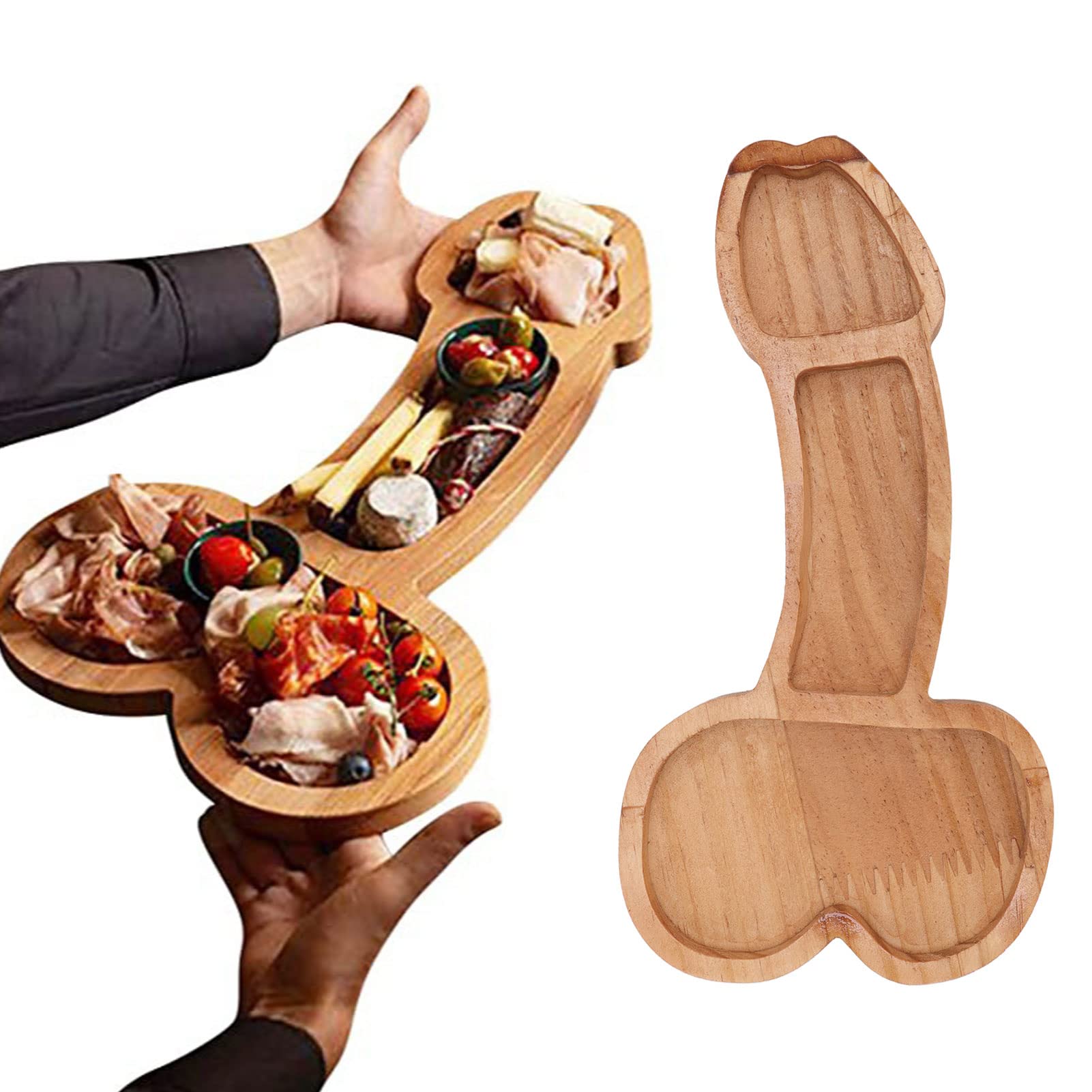 plplaaoo Charcuterie Boards,9.6x4.9in Cheese Boards Charcuterie Boards,Mini Cheese Board,Wood Cheese Board,Aperitif Board Composite Wood Trumpet Shape Cooked Food Platter for Christmas Gifts(Left)