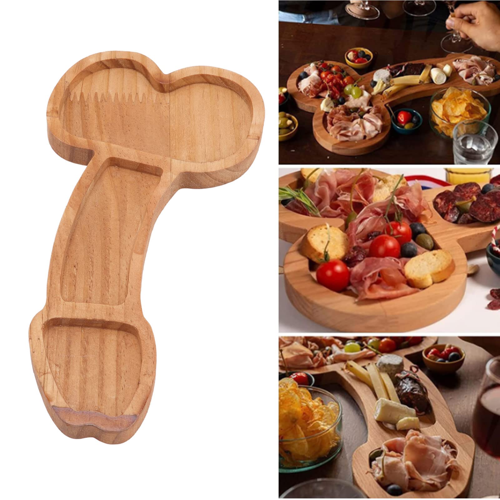 plplaaoo Charcuterie Boards,9.6x4.9in Cheese Boards Charcuterie Boards,Mini Cheese Board,Wood Cheese Board,Aperitif Board Composite Wood Trumpet Shape Cooked Food Platter for Christmas Gifts(Left)