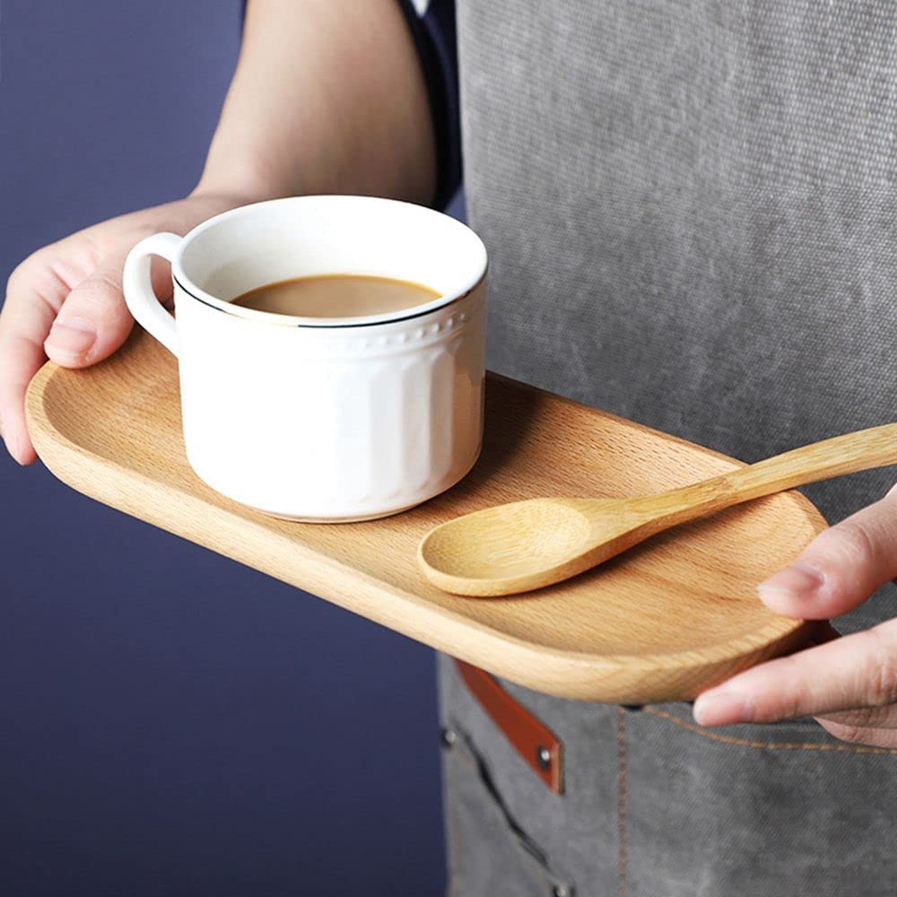 Beech Wood Plates Cheese Plate, Sushi Snack Tray Dessert Dish Solid Oval Plates for Coffee, Tea, Fruit, Plant Pot(S)