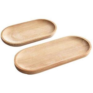 Beech Wood Plates Cheese Plate, Sushi Snack Tray Dessert Dish Solid Oval Plates for Coffee, Tea, Fruit, Plant Pot(S)