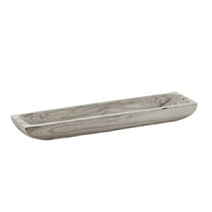 santa barbara design studio pure design hand carved paulownia wood serving tray, 26" x 5.7", gray wash