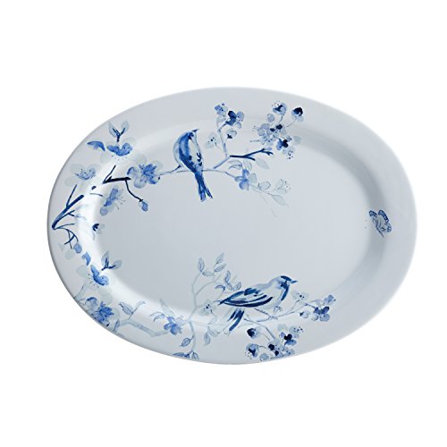 Paula Deen Dinnerware Indigo Blossom Platter, 10" x 14", Print