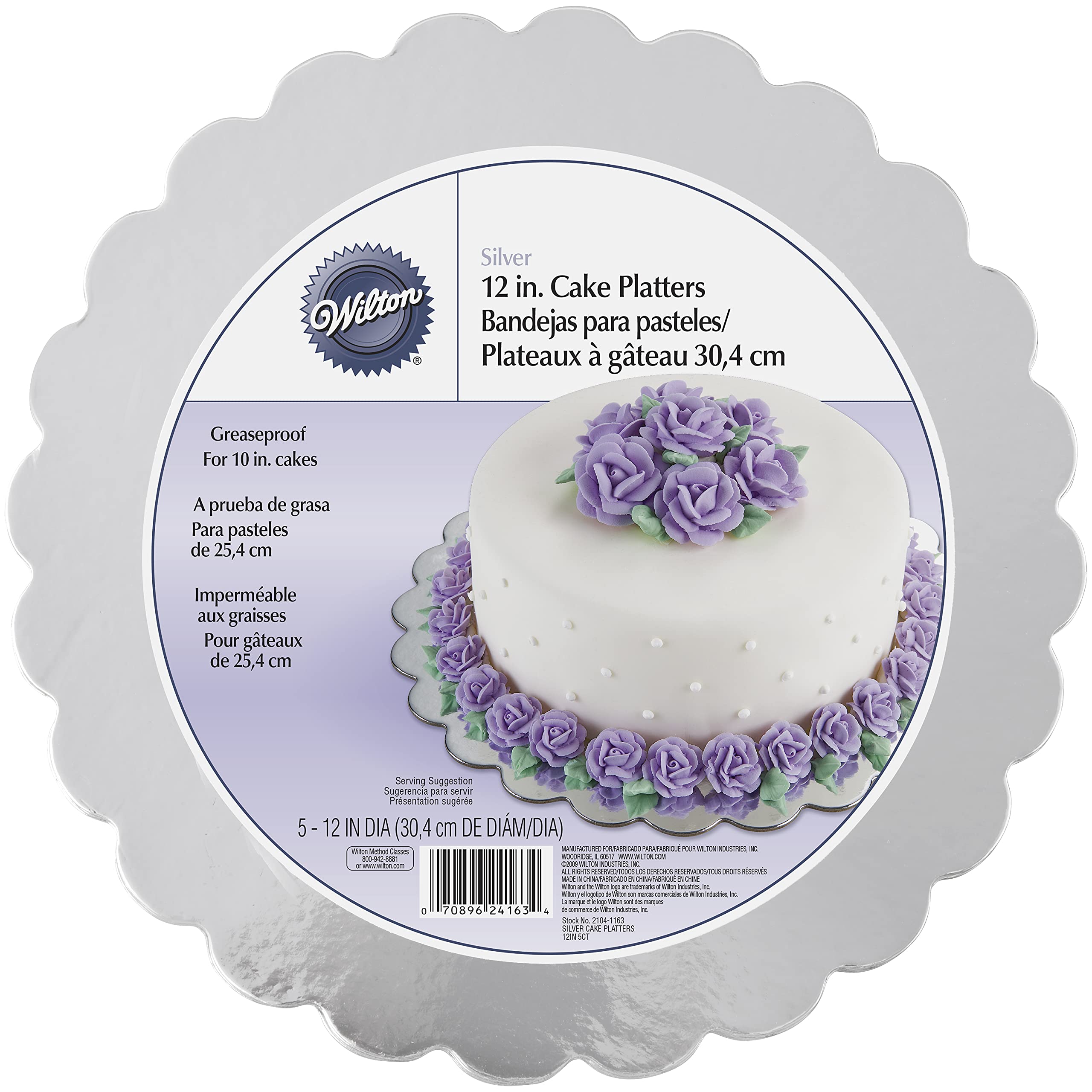 Wilton 12" Silver Platters, 5pk