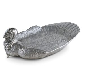 arthur court designs aluminum metal thanksgiving turkey large heavy serving tray/platter - full turkey tray - holiday platter 24 inch x 18 inch x 7.5 inch