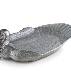 Arthur Court Designs Aluminum Metal Thanksgiving Turkey Large Heavy Serving Tray/Platter - Full Turkey Tray - Holiday Platter 24 inch x 18 inch x 7.5 inch